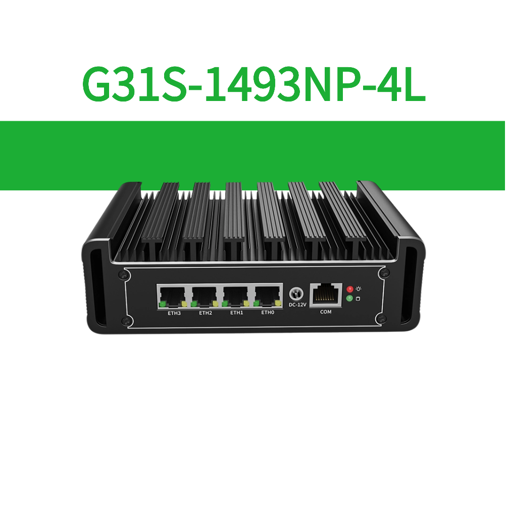 G31S-1493NP-4L Fanless Industrial PC | Intel Celeron 4×2.5GbE LAN – BKHD